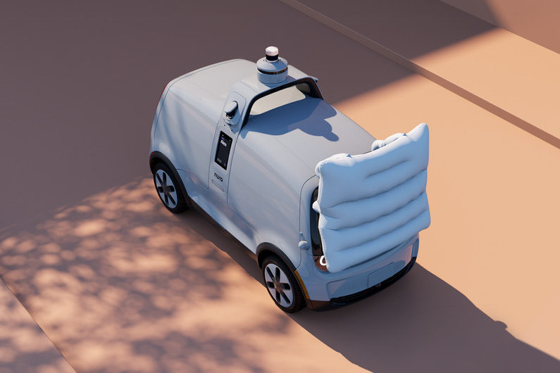 This autonomous delivery robot has external airbags in case it hits a ...