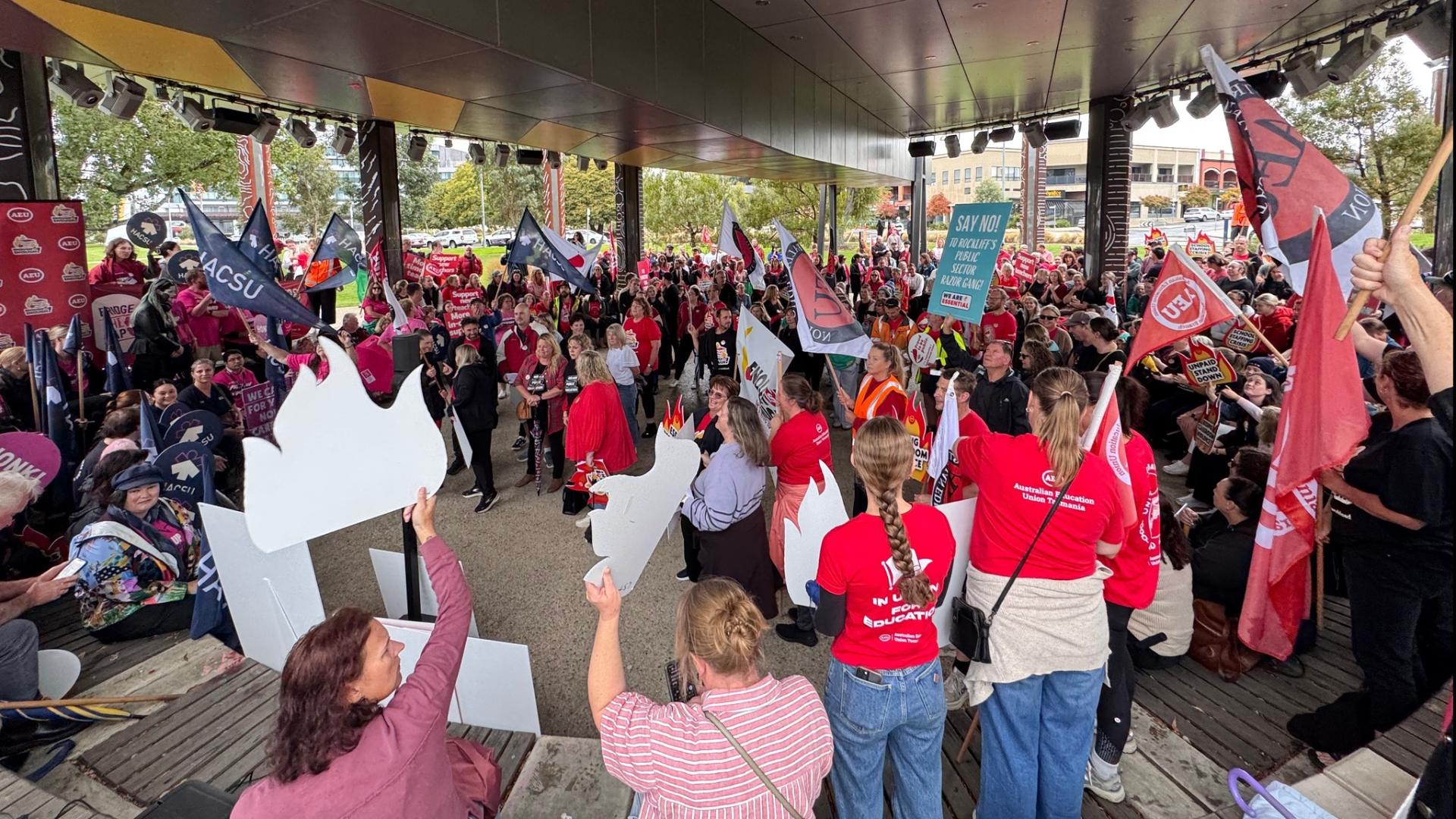 Tasmania's public servants walk off the job